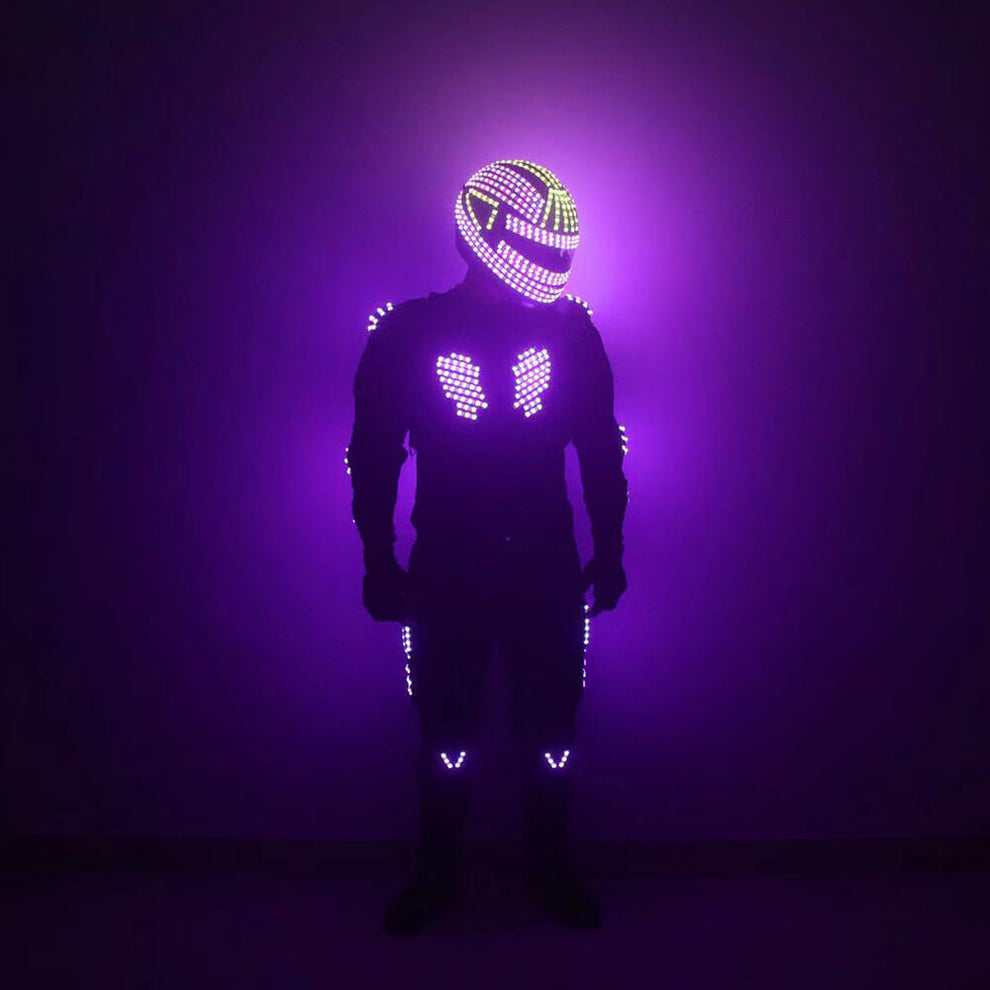 Illuminated LED Dance Robot Costume With Remote Control With Glowing H